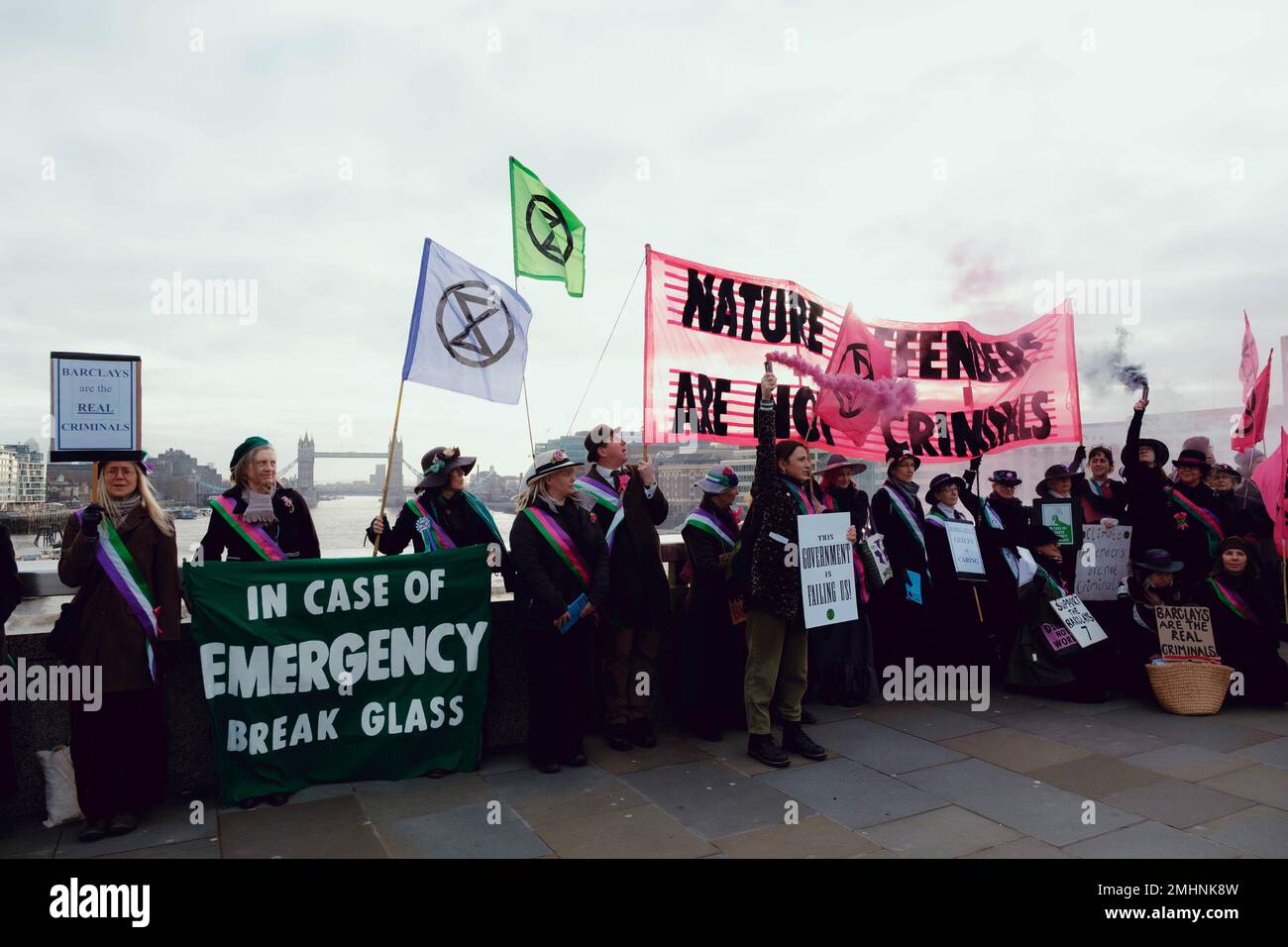 London, UK. 27 JAN 2023. People dressed as suffragettes march from Bank ...