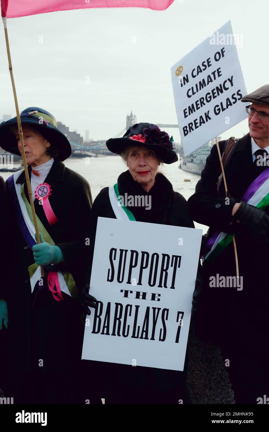 London, UK. 27 JAN 2023. People dressed as suffragettes march from Bank ...