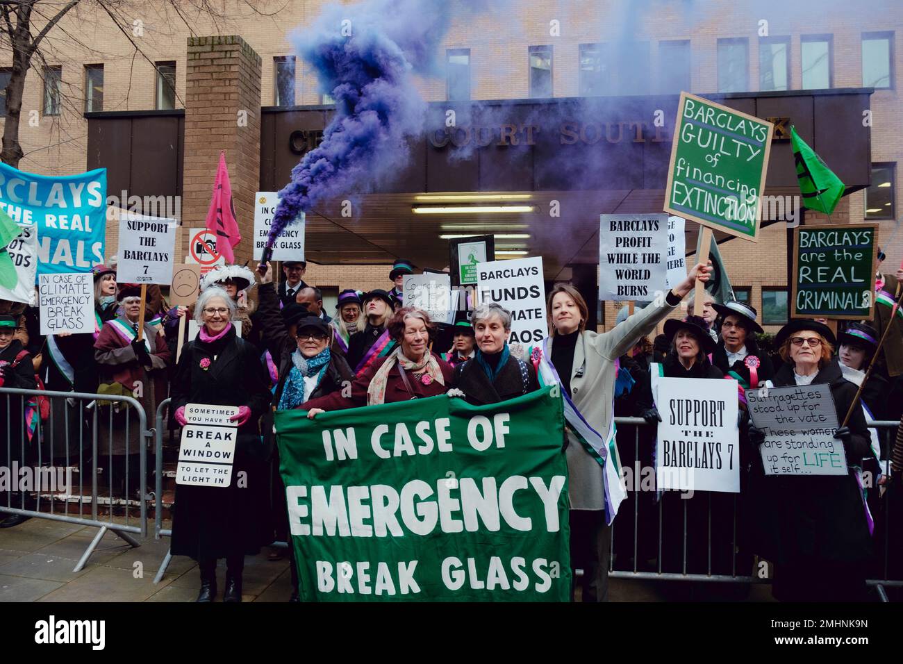London, UK. 27 JAN 2023. People dressed as suffragettes march from Bank ...