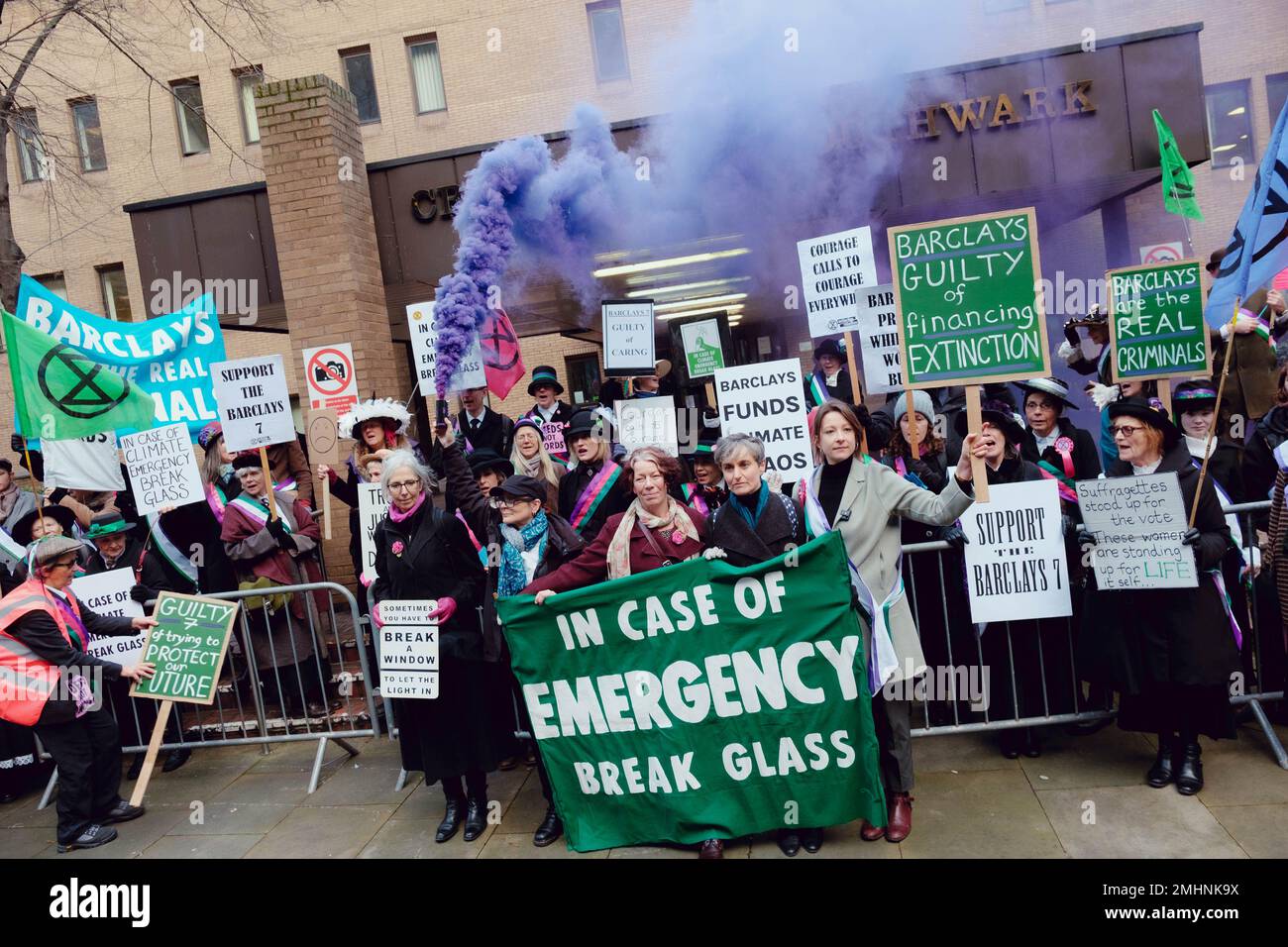 London, UK. 27 JAN 2023. People dressed as suffragettes march from Bank ...