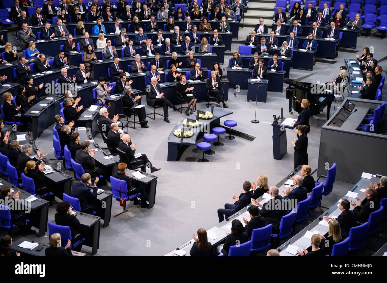 27 January 2023, Berlin: Bundestag President Bärbel Bas (SPD) speaks at ...