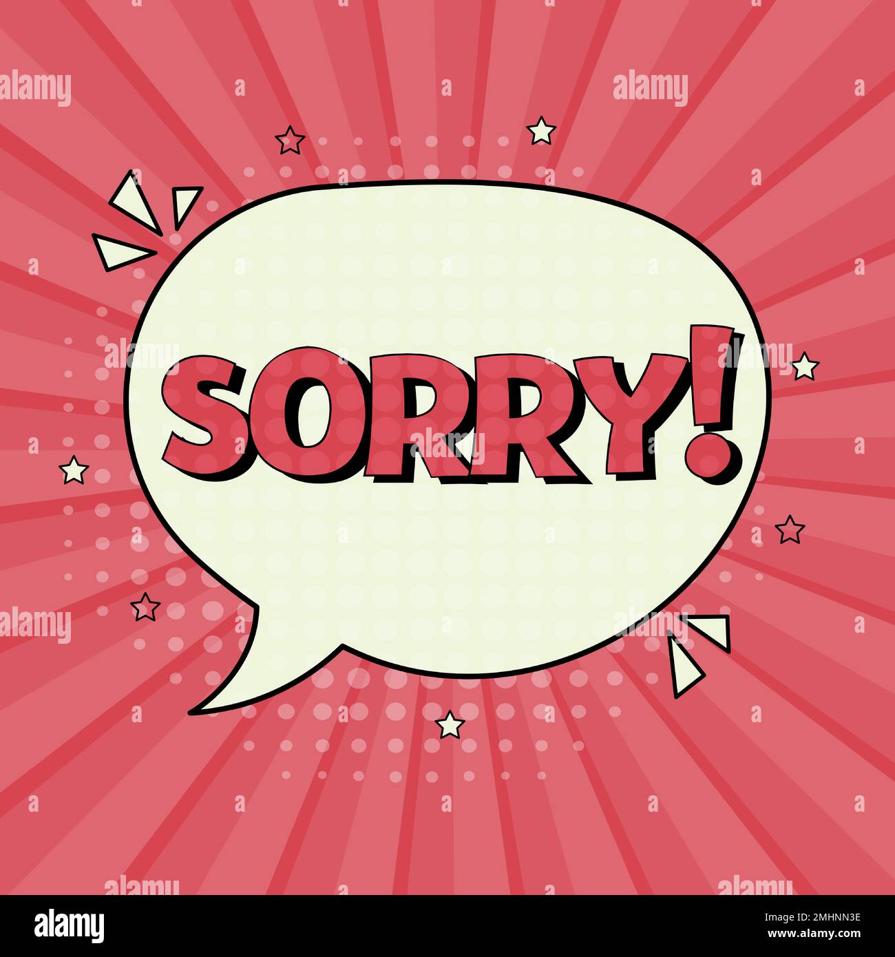 Comic speech bubble with expression text sorry. Vector bright dynamic ...