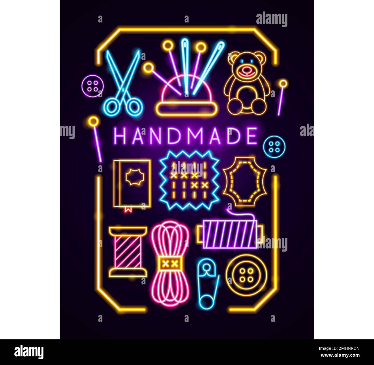 Handmade Neon Poster Stock Vector Image & Art - Alamy