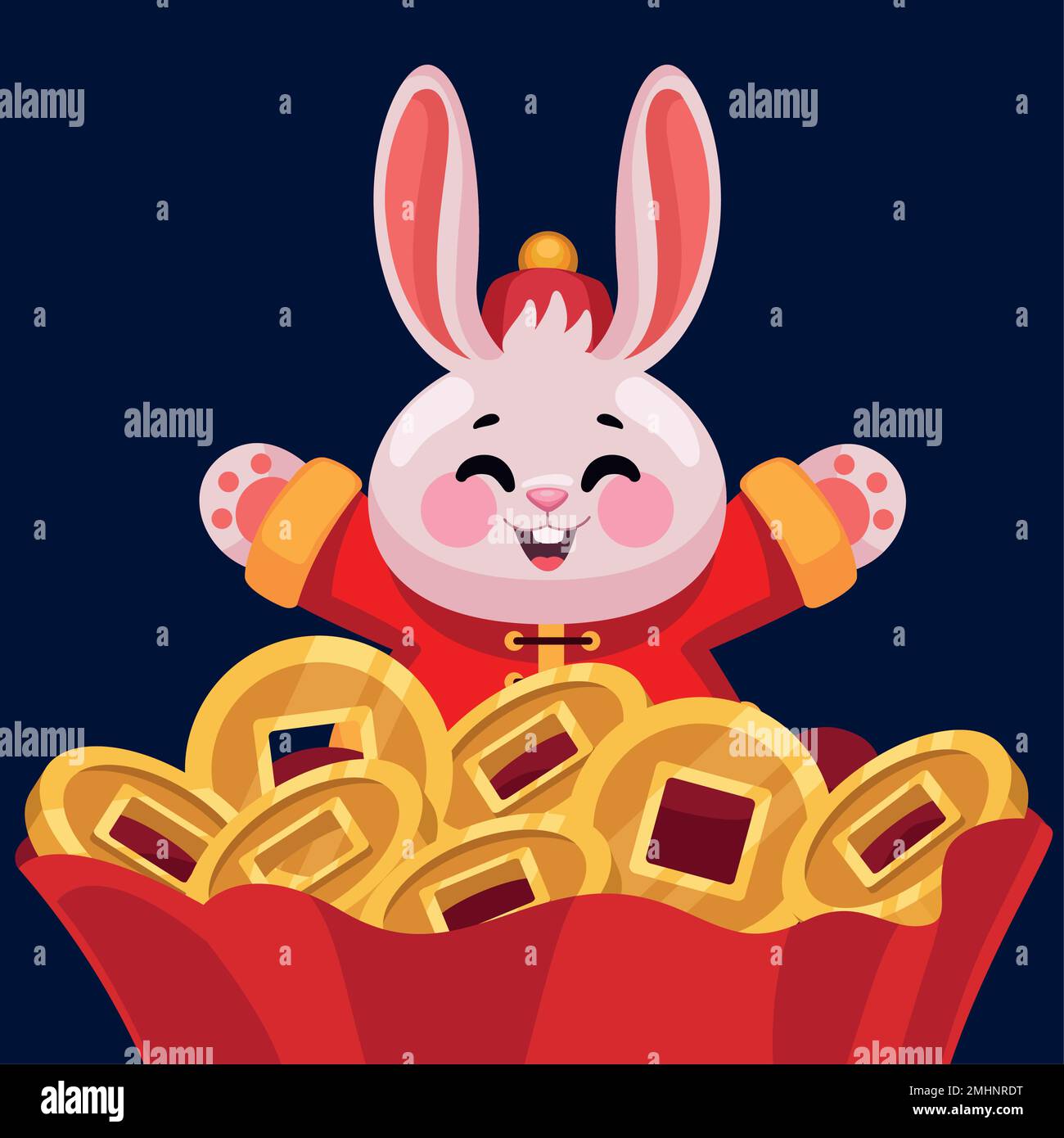 chinese rabbit with gold treasure Stock Vector Image & Art - Alamy