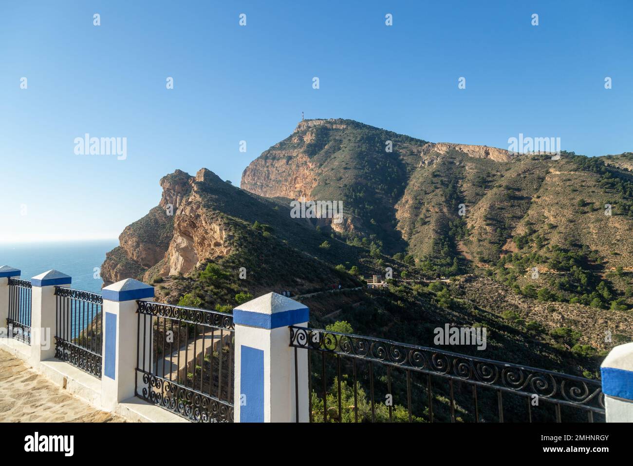 Looking out from Albir lighthouse to the highest peak in the Sierra ...