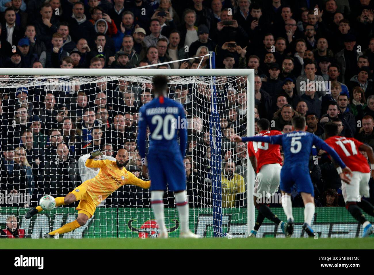 Manchester United's Marcus Rashford, 3rd right, scores the opening goal ...