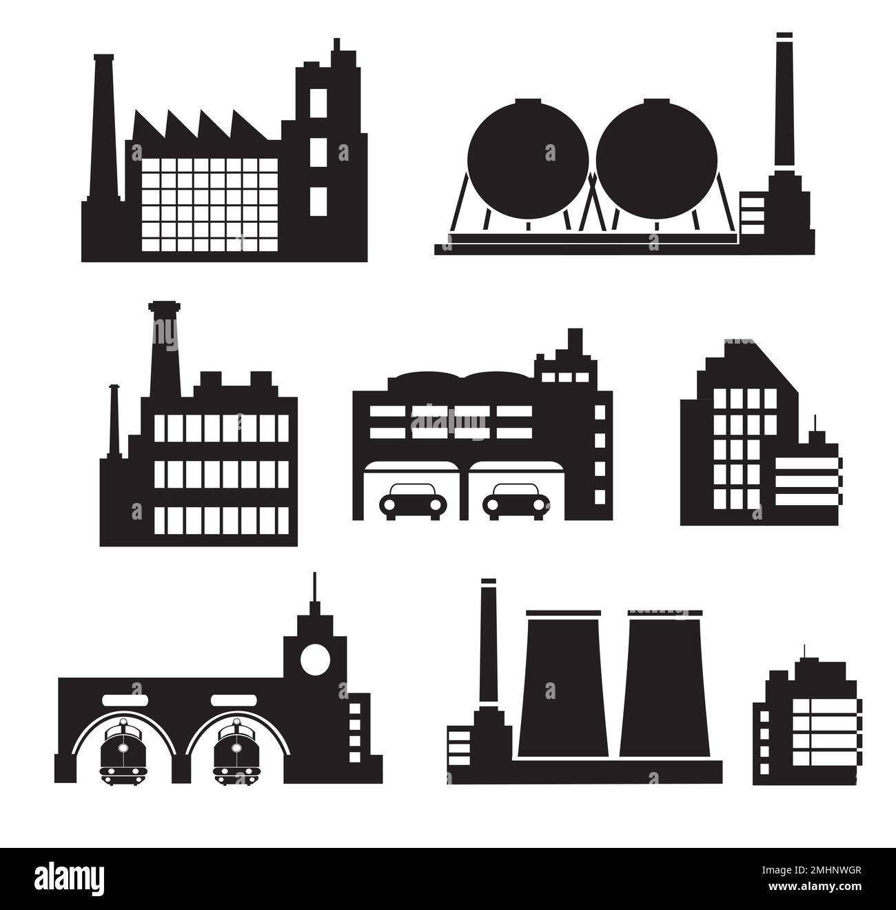 Set of silhouettes Architecture vector illustration city for business ...
