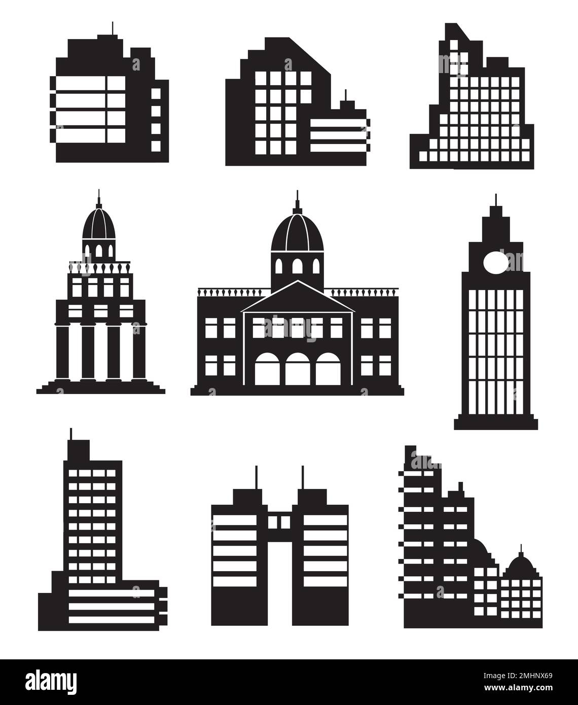 Set of silhouettes Architecture vector illustration city for business ...