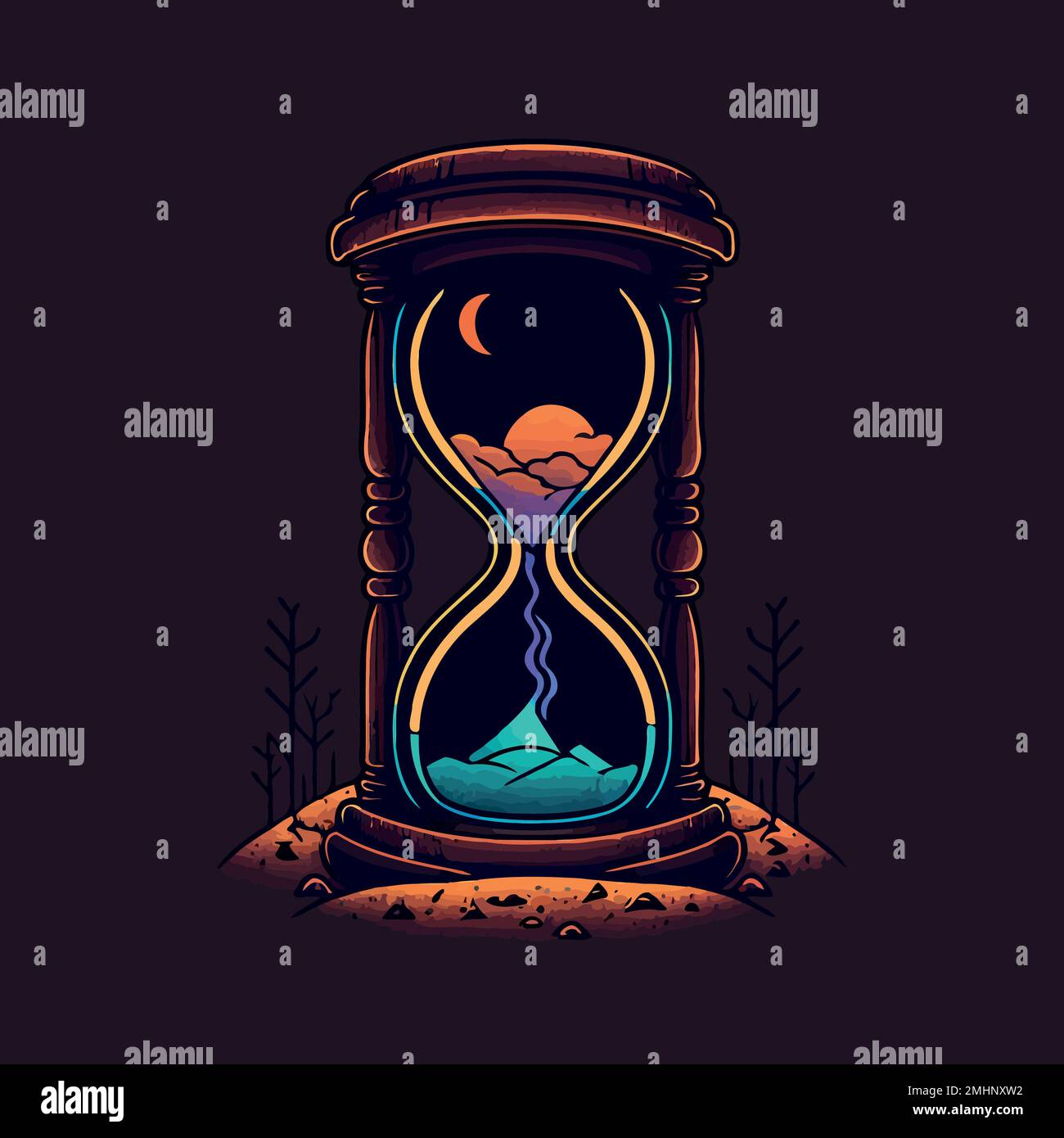Sand clock hourglass time measurement object illustration Stock Vector ...
