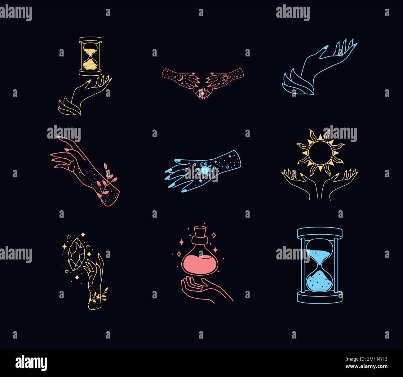 six esoteric style icons Stock Vector Image & Art - Alamy