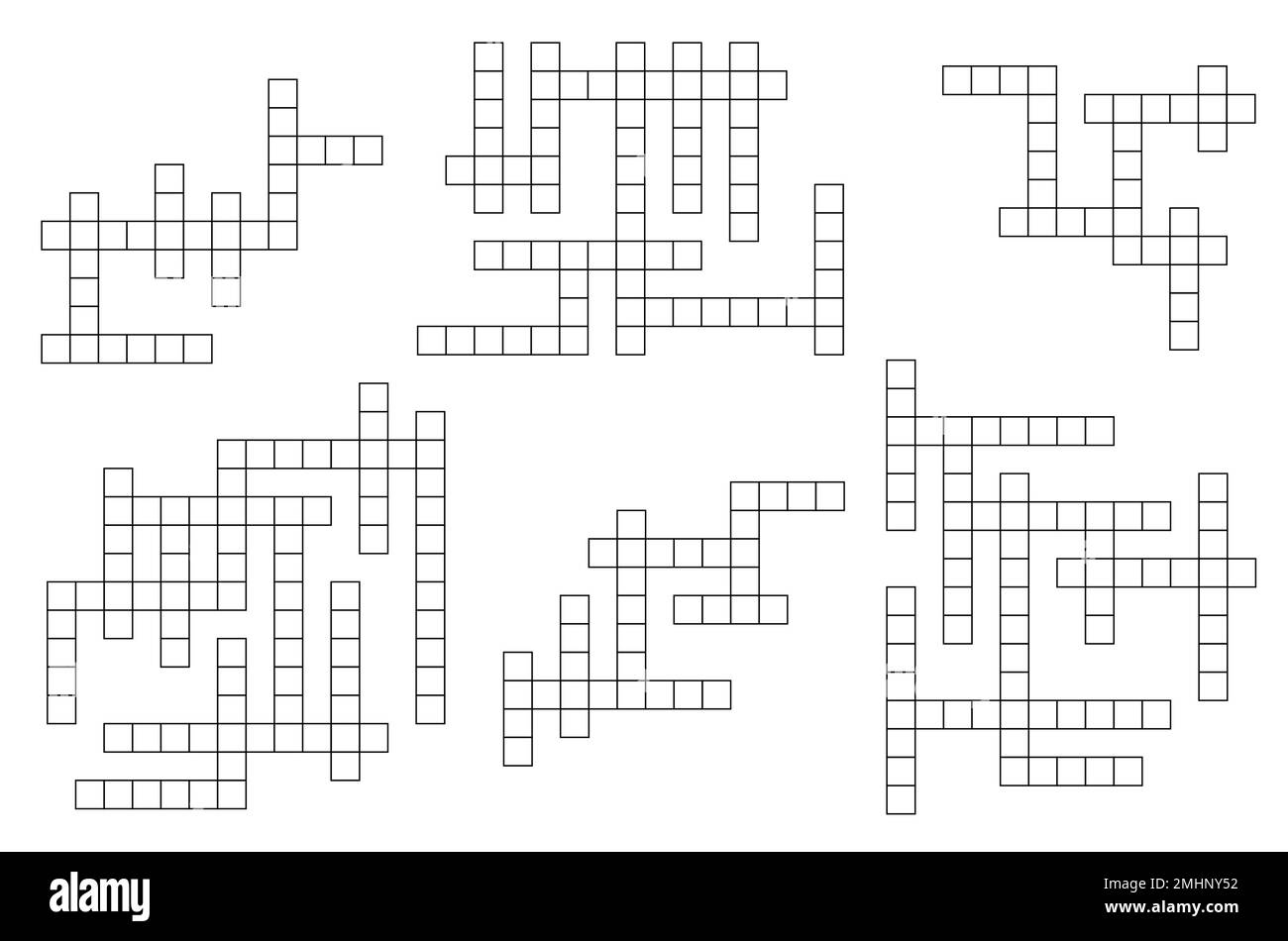 Crossword Game Grids Vocabulary Quiz Or Text Game Vector Set Word Search Riddle And Letters