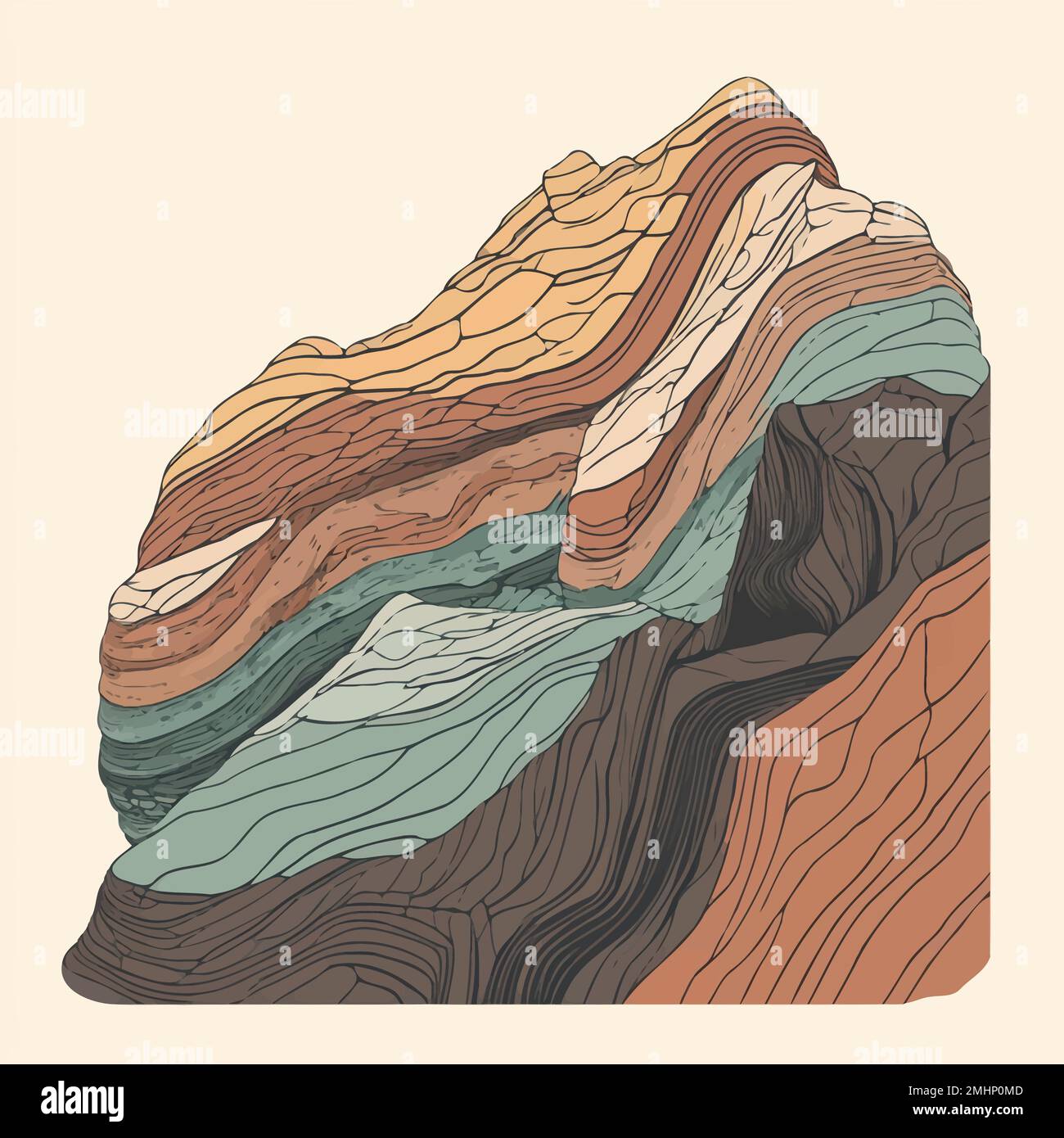 Colorful conceptual illustration to illustrate geology theme rocky soil ...
