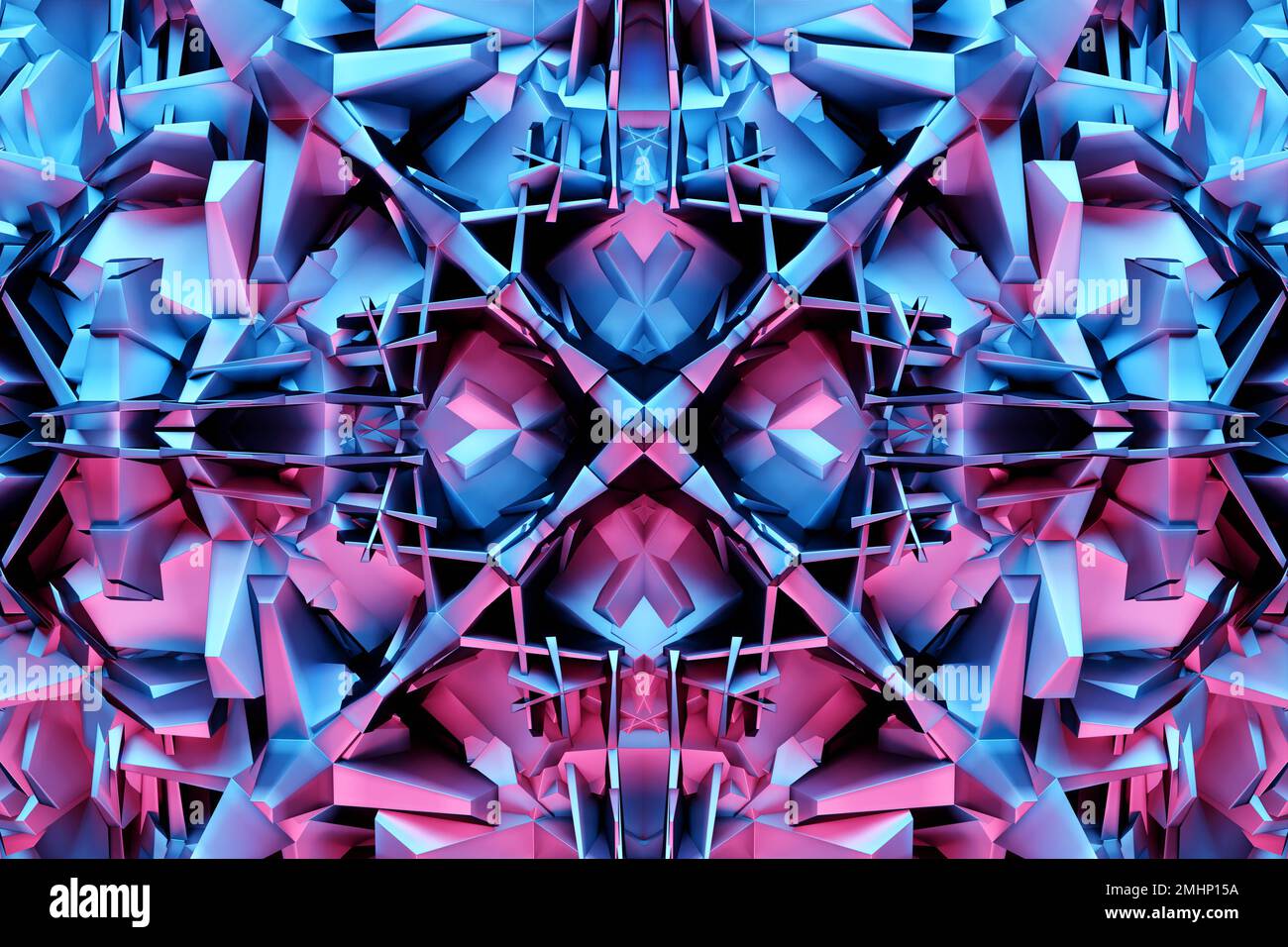 3D illustration, psychedelic background. Unique kaleidoscope design ...