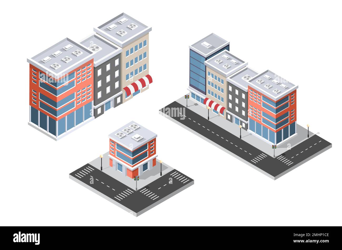 The design elements of cityscape are an isometric building city map. An ...