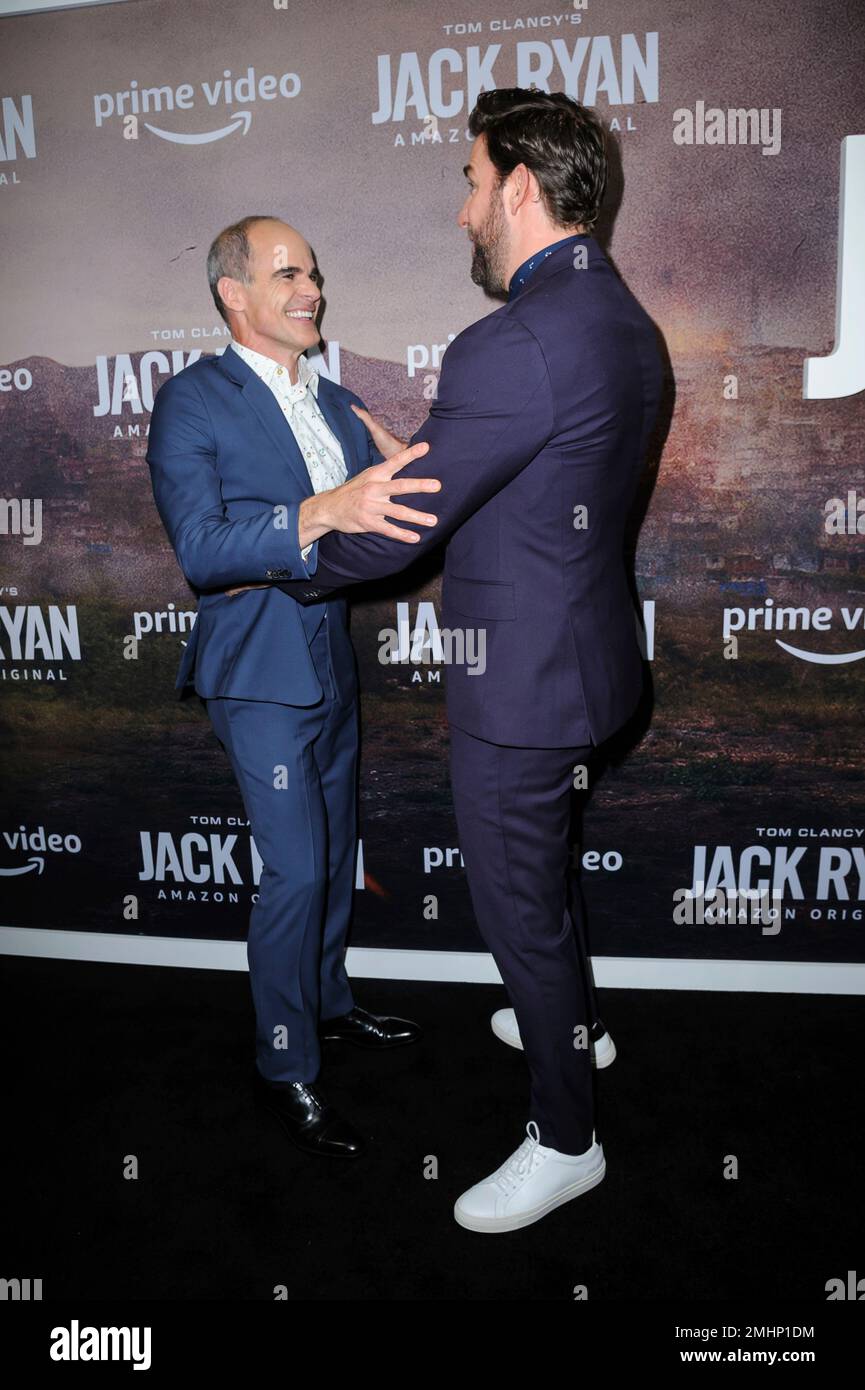 Michael Kelly, left, and John Krasinski attend the premiere of Amazon ...