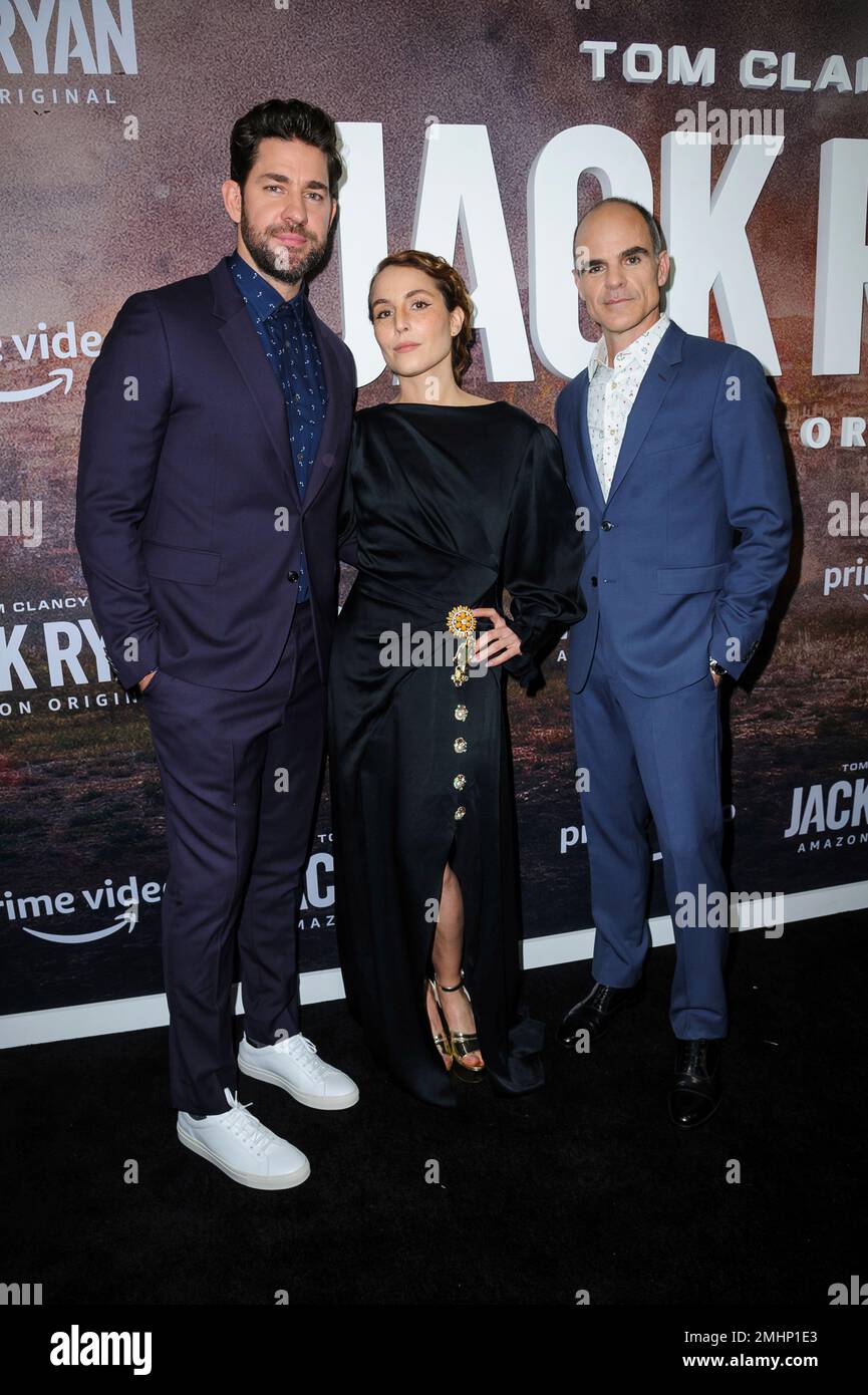 John Krasinski, from left, Noomi Rapace, and Michael Kelly attend the ...