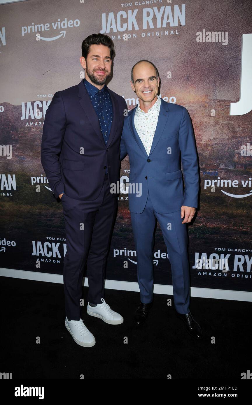 John Krasinski, left, and Michael Kelly attend the premiere of Amazon ...