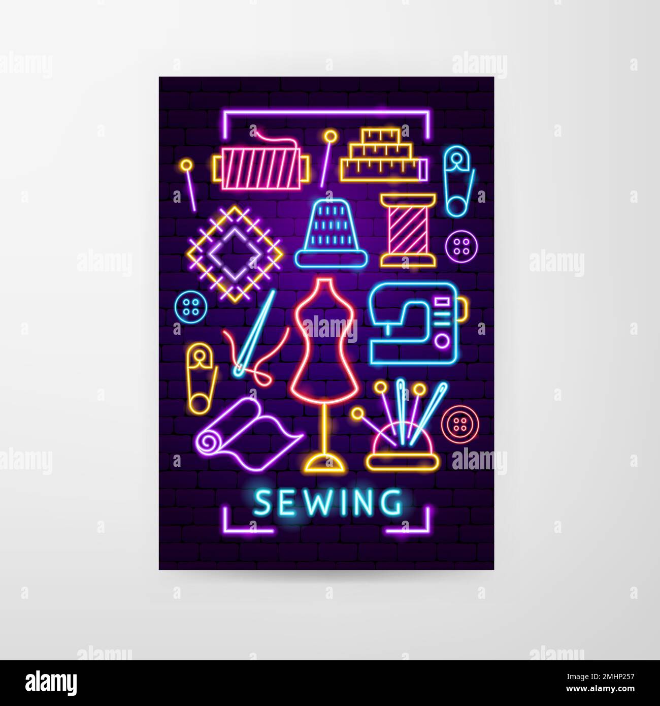 Sewing Neon Flyer Stock Vector Image & Art - Alamy