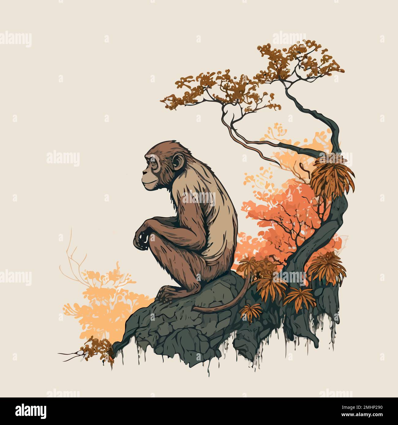 Monkeys in their natural environment Stock Vector Images - Alamy