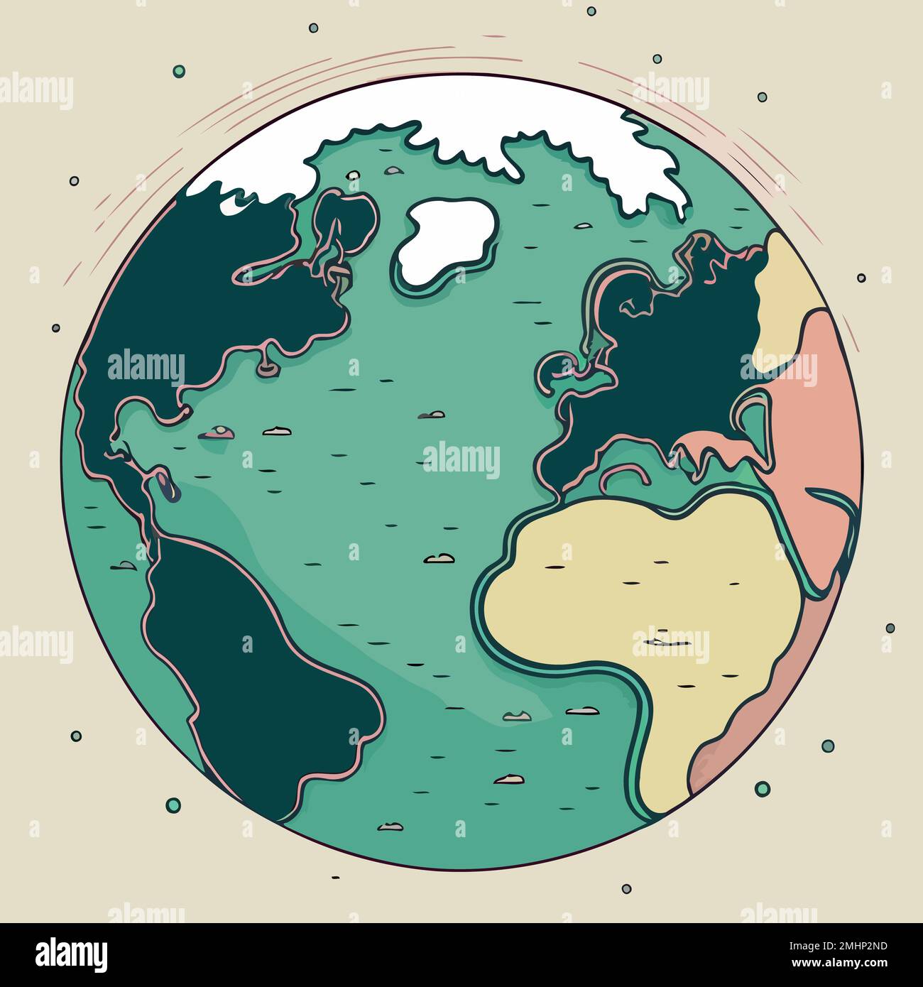 vector illustration of astro earth globe in space continents and oceans ...