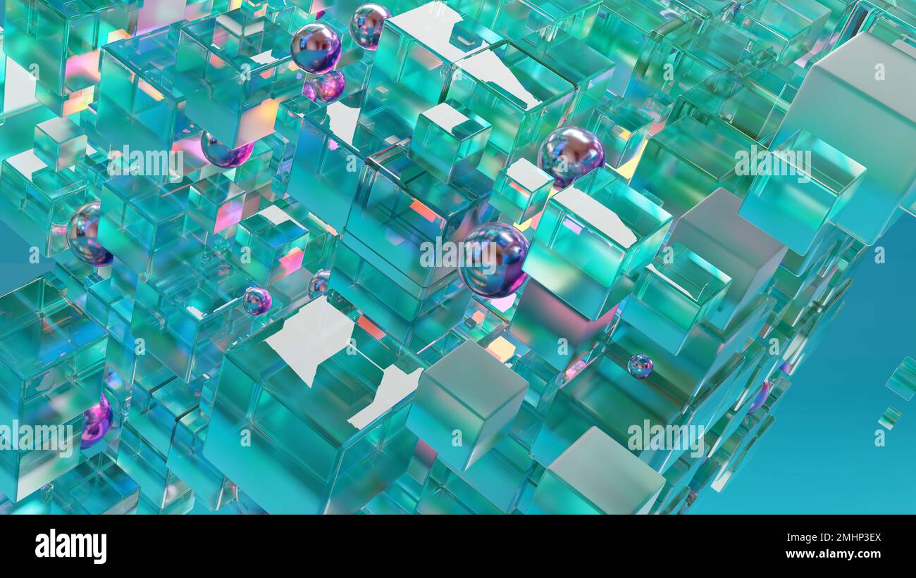 Sci fi technology background, Abstract cubic pattern, 3d solid geometry ...