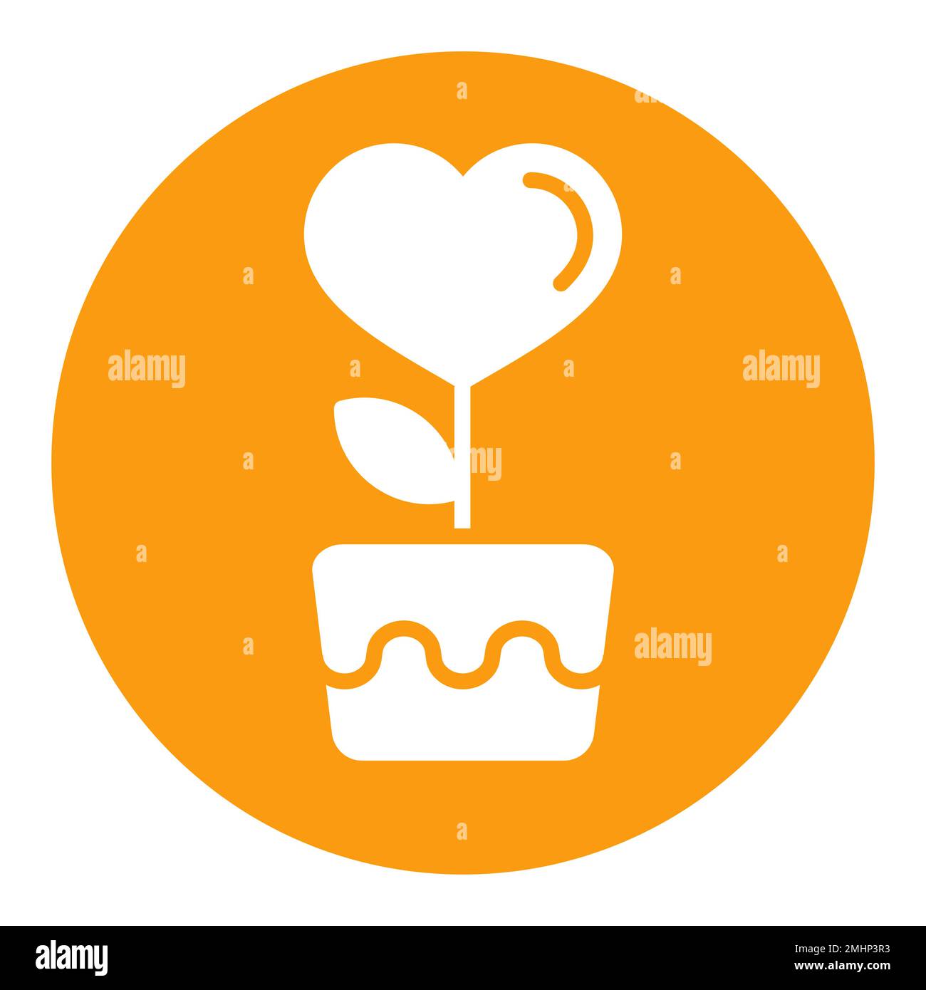 Heart flower in pot glyph icon. Valentine day symbol. Vector ...