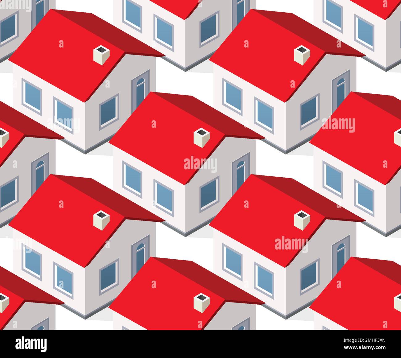 Isometrics village seamless pattern. Suburban structure landscape from ...
