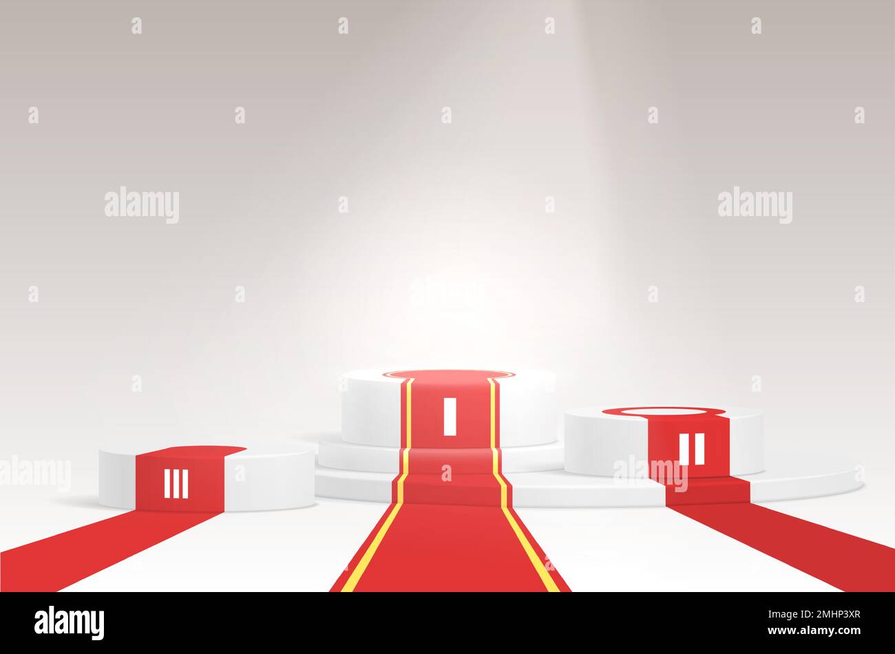 White winners podium with red carpets realistic vector illustration ...