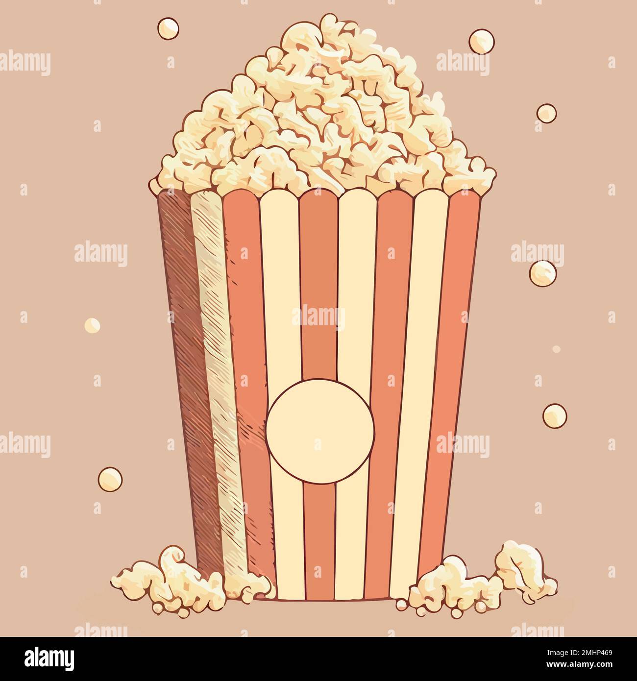 Vector illustration of cinema style popcorn jar filled with popcorn ...
