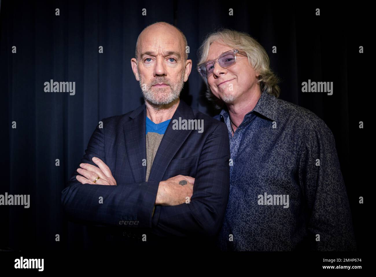 This Oct. 28, 2019 photo shows Michael Stipe and Mike Mills, from R.E.M ...