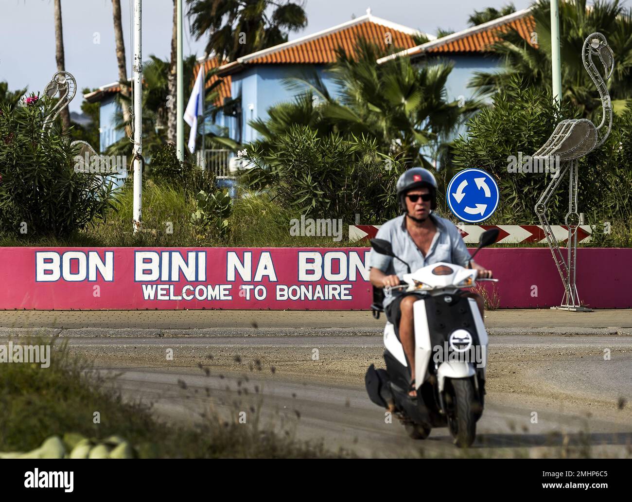 BONAIRE - A welcome text in Bonaire. Bonaire is a Dutch island in the ...