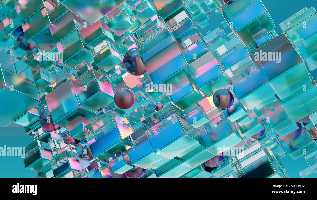 Sci fi technology background, Abstract cubic pattern, 3d solid geometry ...