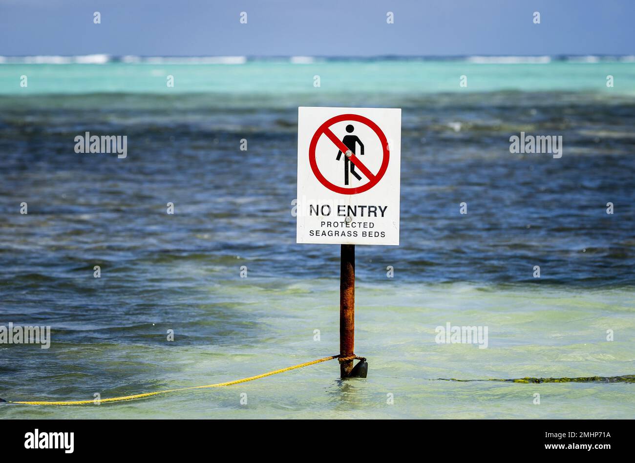 BONAIRE - A no entry sign in the water in Bonaire. Bonaire is a Dutch ...