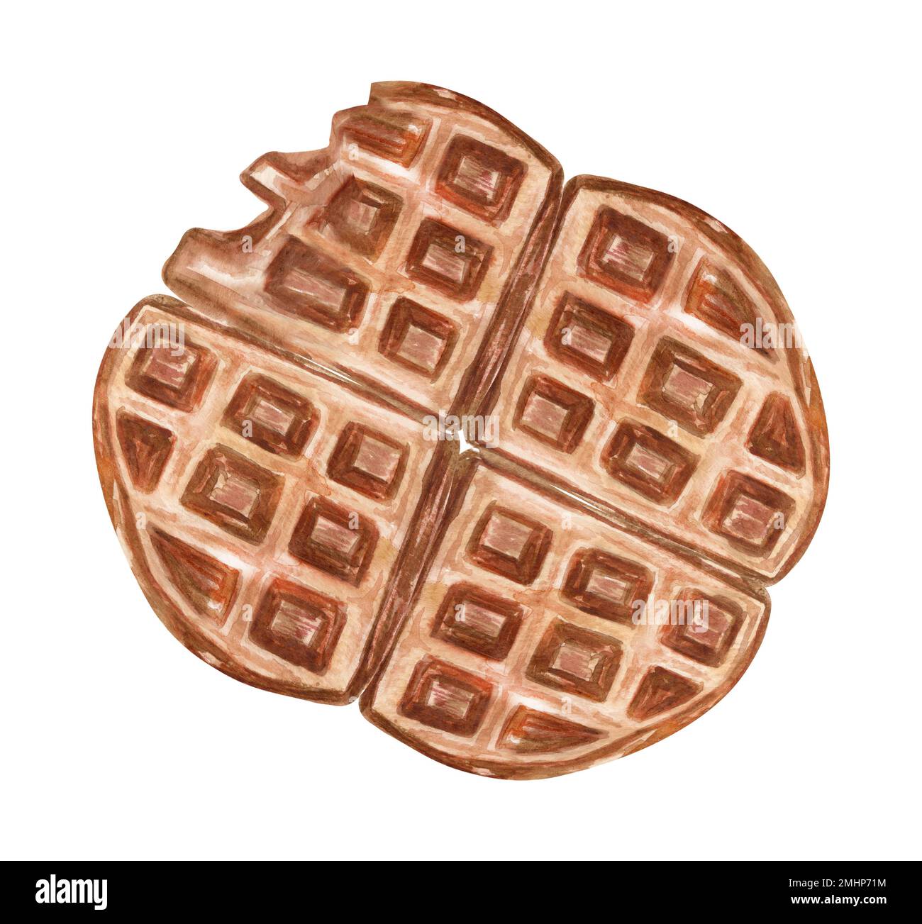 Watercolor hand drawn Belgium waffle isolated elements. Bakery clipart ...
