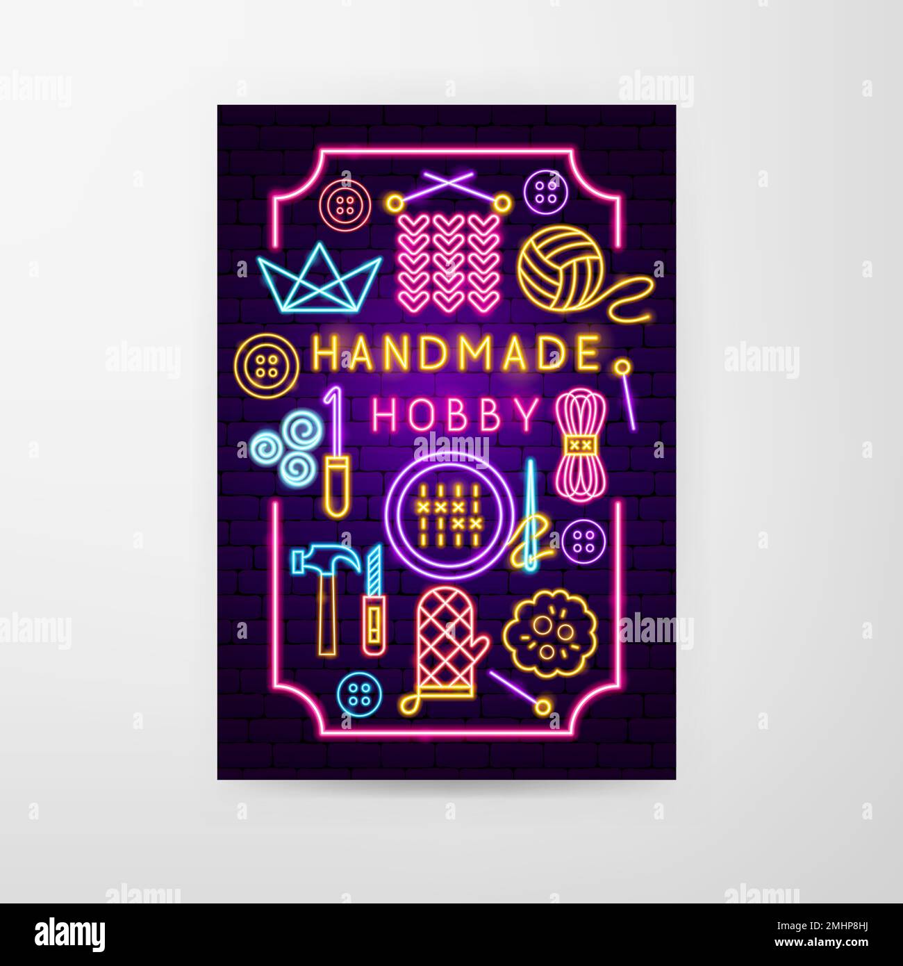 Handmade Hobby Neon Flyer Stock Vector Image & Art - Alamy