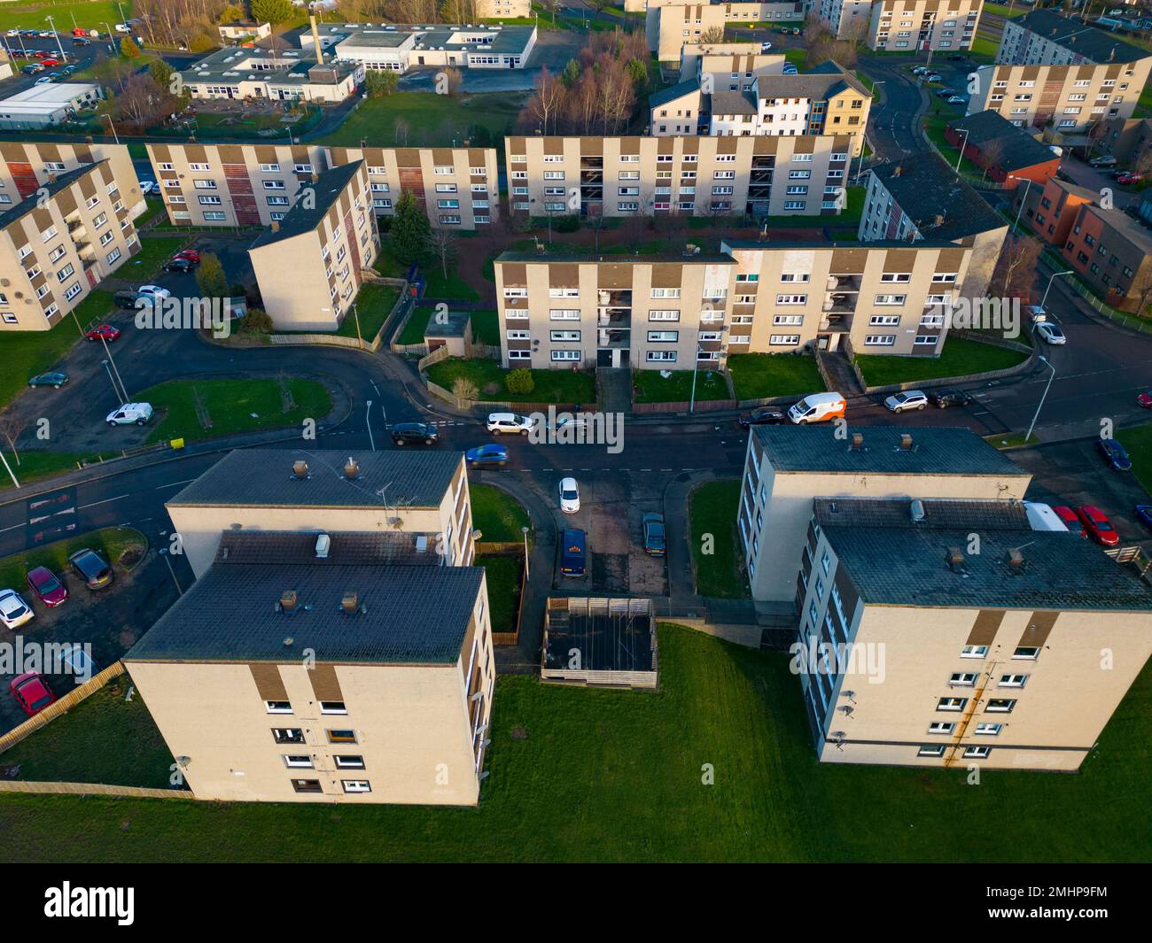 Aerial view of housing estate at Wester Hailes in Edinburgh, Scotland ...