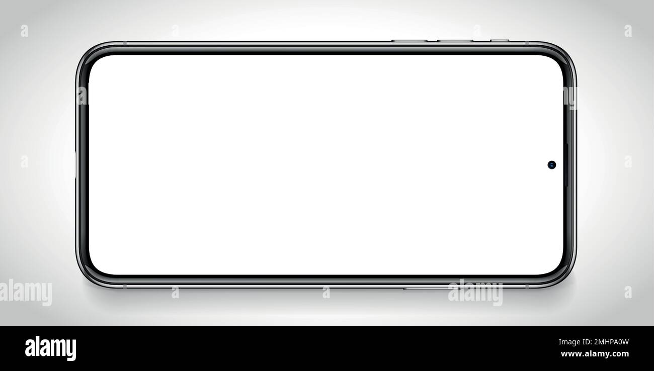 Smartphone frame blank screen. Horizontal 3d cell phone vector ...