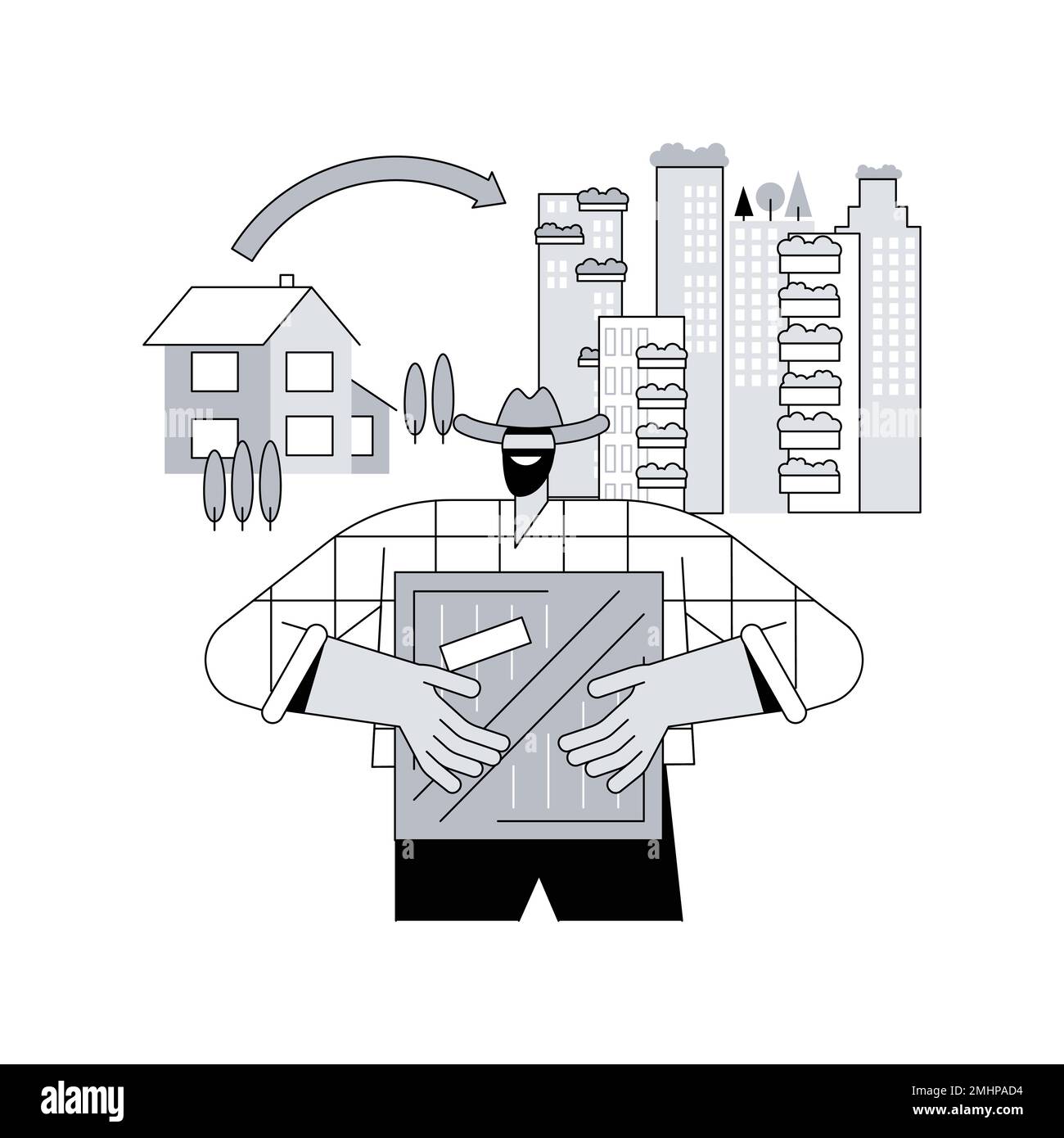 Migration from the countryside to the town abstract concept vector ...