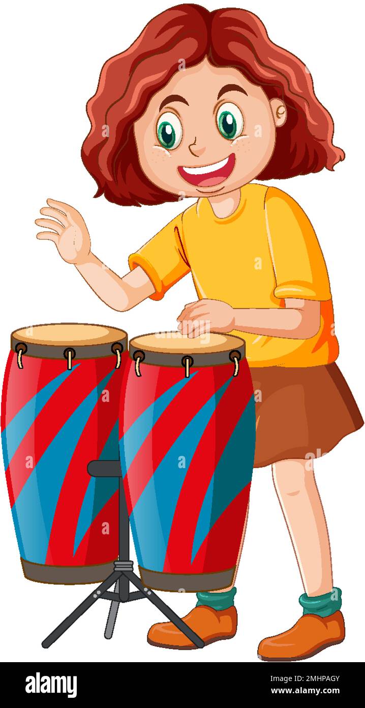 Girl playing conga drums vector illustration Stock Vector Image & Art ...