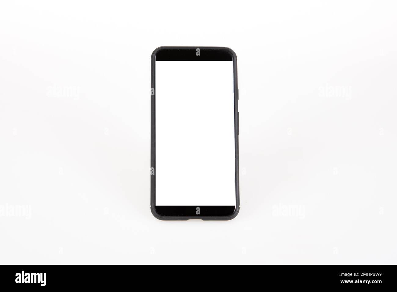 vertical screen phone cell with white empty mockup smartphone screen ...