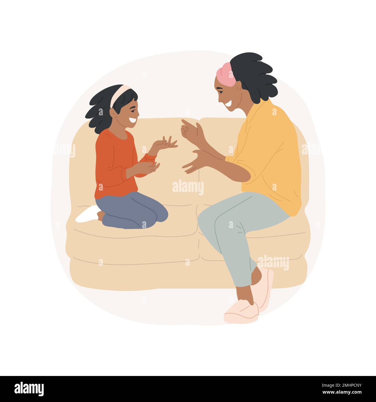 Listen to the child isolated cartoon vector illustration. Smiling and ...