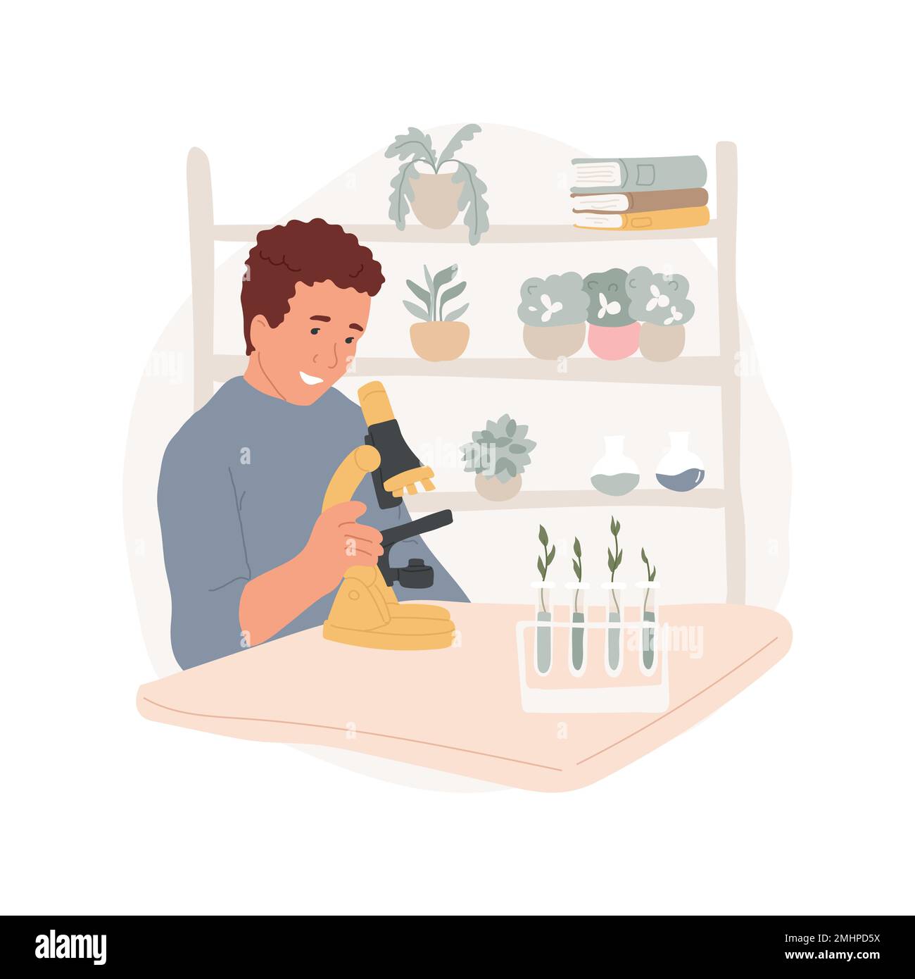 Person Looking Through Microscope Cartoon