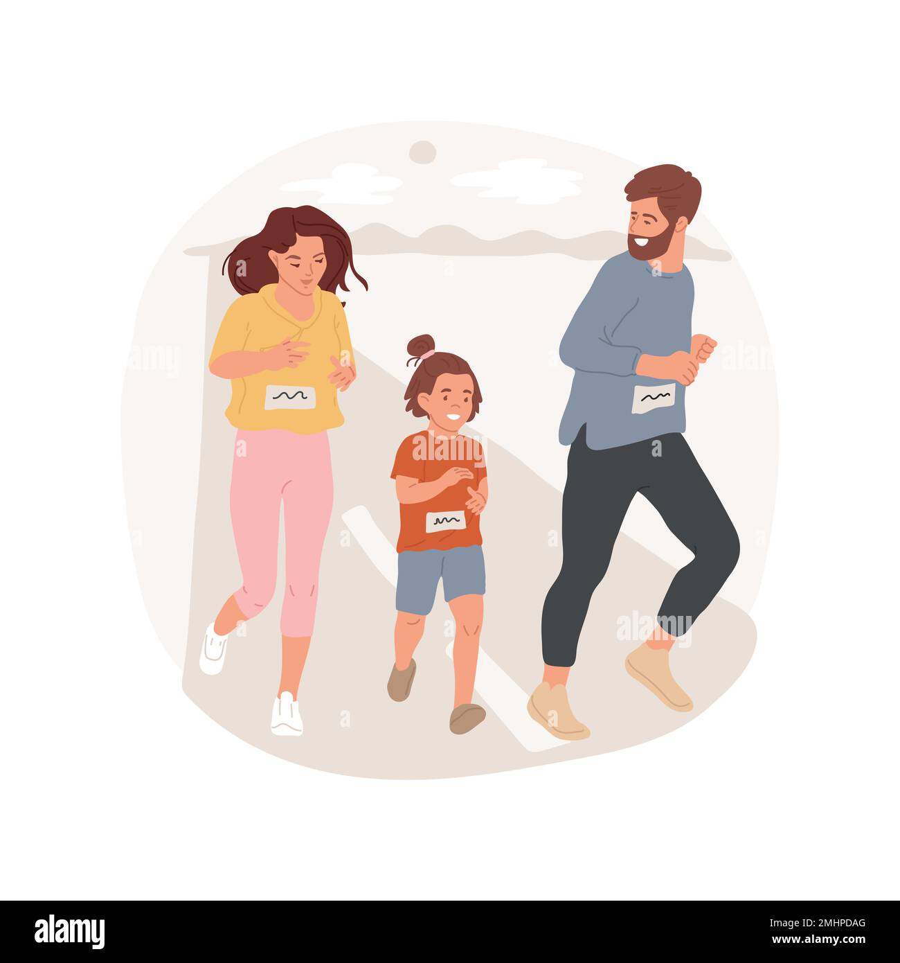 Jogging isolated cartoon vector illustration. Sporty family jogging ...