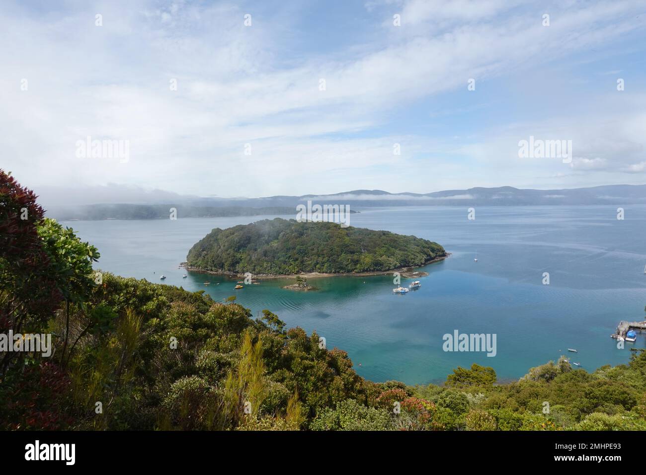 Iona Island and Golden Bay seen from Observation Rock, Stewart Island ...