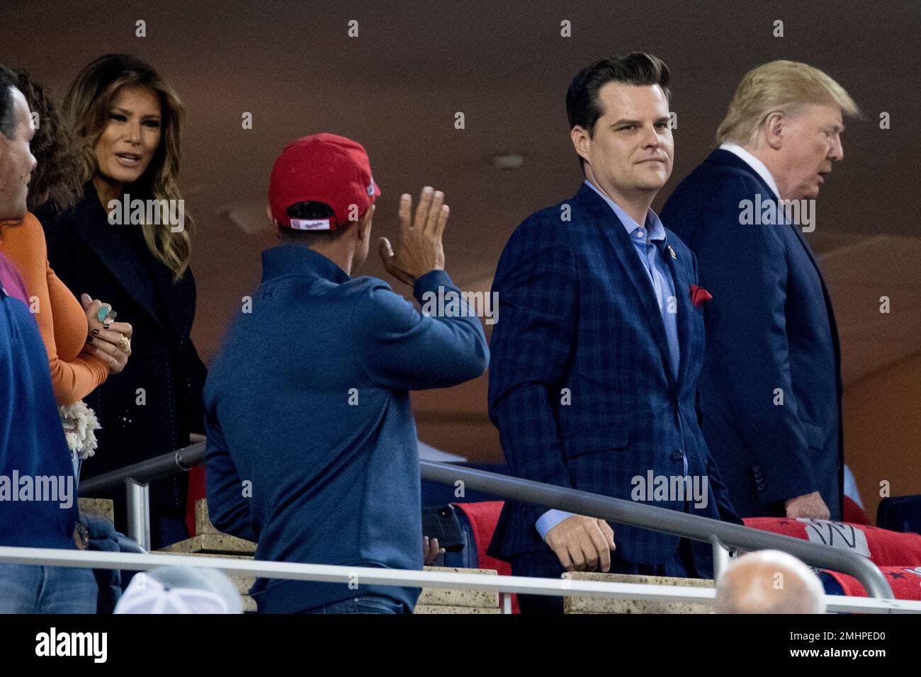 President Donald Trump, right, and first lady Melania Trump, left ...