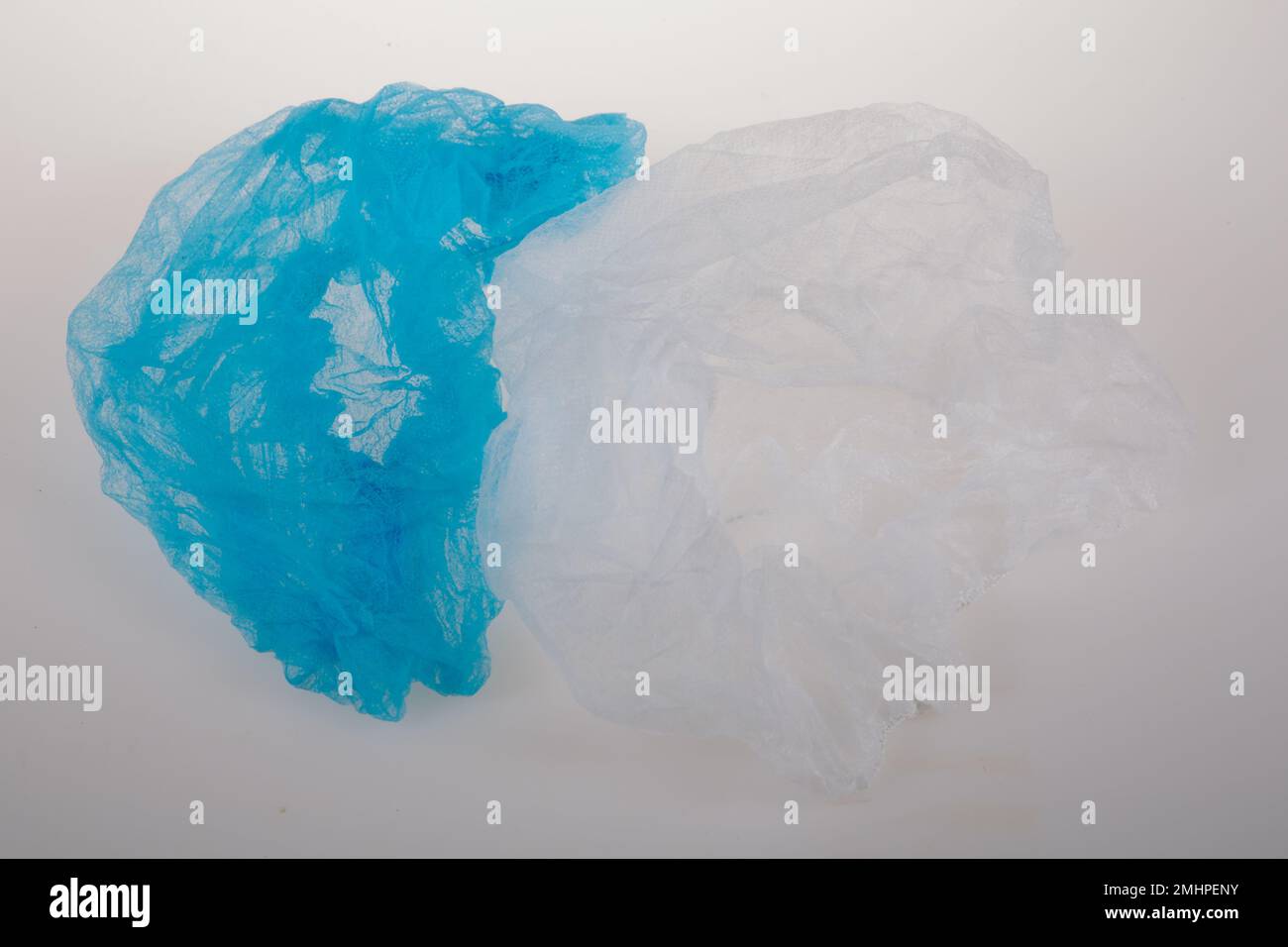 Blue and white medical disposable cap hygiene head cover Stock Photo ...