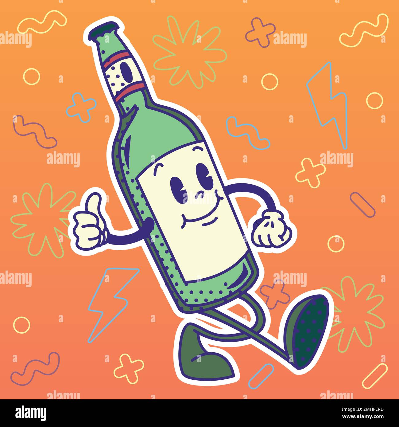 Isolated colored happy beer bottle traditional cartoon character Vector ...
