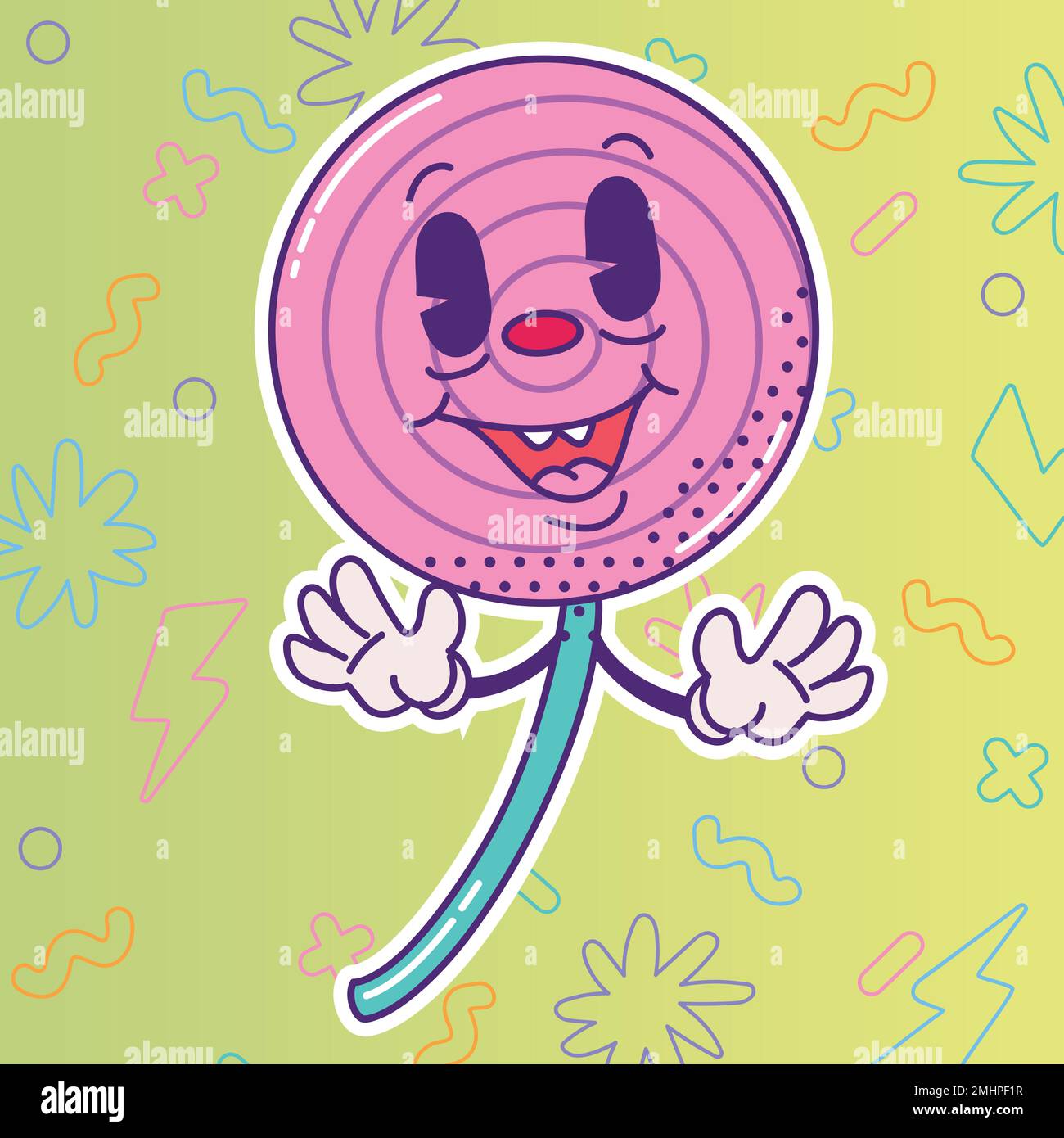 Isolated colored happy lollipop traditional cartoon character Vector ...