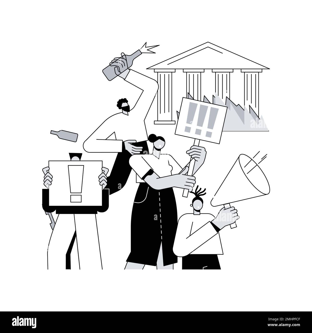 Mass riots abstract concept vector illustration. Public protest ...