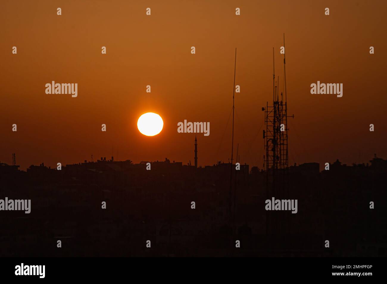 View of sunrise in Gaza City. (Photo by Yousef Masoud / SOPA Images ...